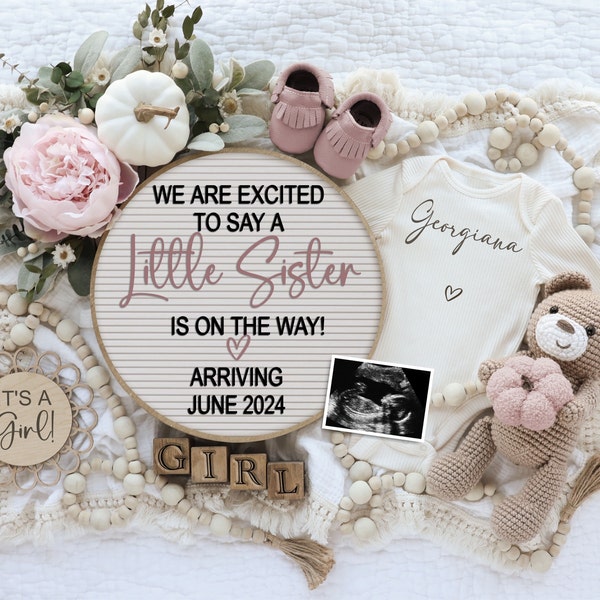 Baby Sister Digital Pregnancy Announcement for Social Media, It's a ...