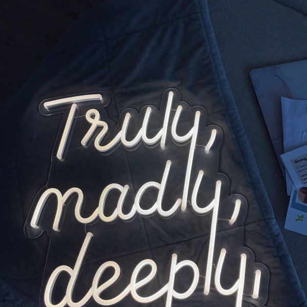 Truly Madly Deeply, Custom Neon Sign, Custom Name Neon Sign, Neon Sign ...