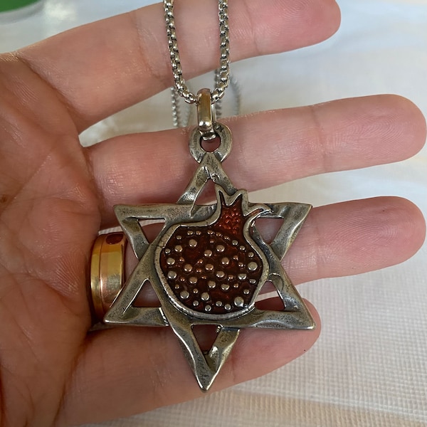 Gold Menorah Etched in Jewish Star Necklace - Hanukkah Jewelry - Gold ...