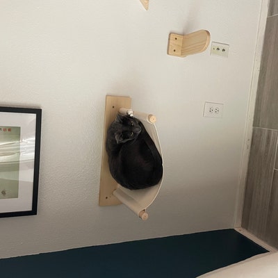 Pine Wood Cat Wall Post play Furniture Cat Shelves Includes Cat Bed ...