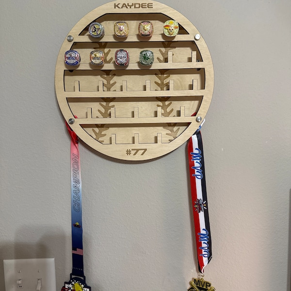 Personalized Softball Ring Display: Custom Team Trophy, Wall Hanger - Etsy