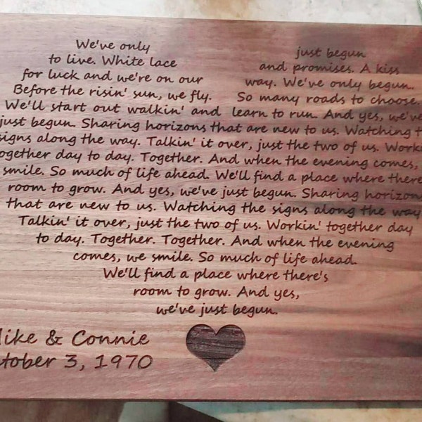 Engraved Wedding Song, First Dance Lyrics, Your Wedding Lyrics Engraved ...