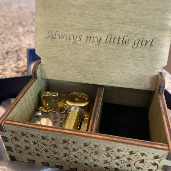 Walnut Wind-up Music Box | Custom Engraving | Custom Photo ...