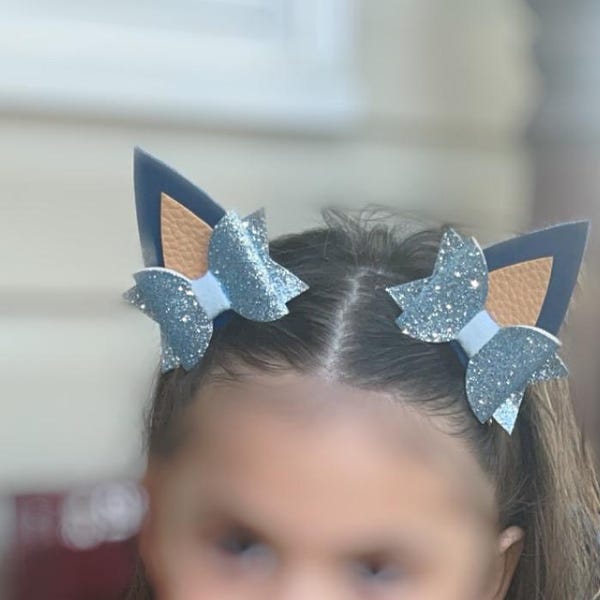 Blue Ear Hair Clips | Hair Clip Ears | Blue Dog Ears | Chunky Glitter ...