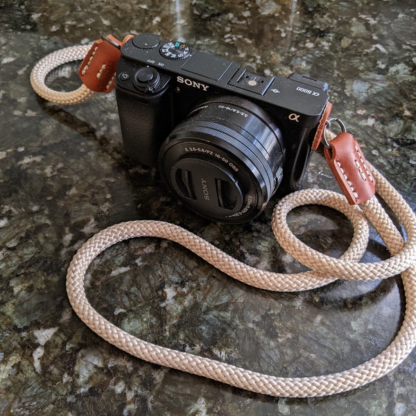 Model RLC // Rope & Leather Camera Strap (beige / Brown) - Etsy