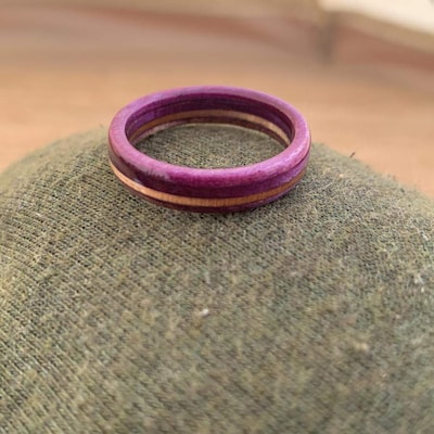 Purple Wooden Ring Skateboard Ring Skateboard Gift Recycled Skateboards ...