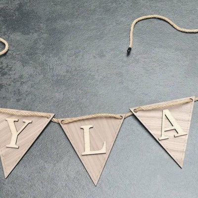 Personalised Bunting With Wooden Letters for Nursery Decor. Name ...