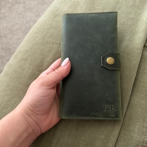 Green Leather Wallet Women, Leather Women's Wallet, Card Wallet, Custom ...