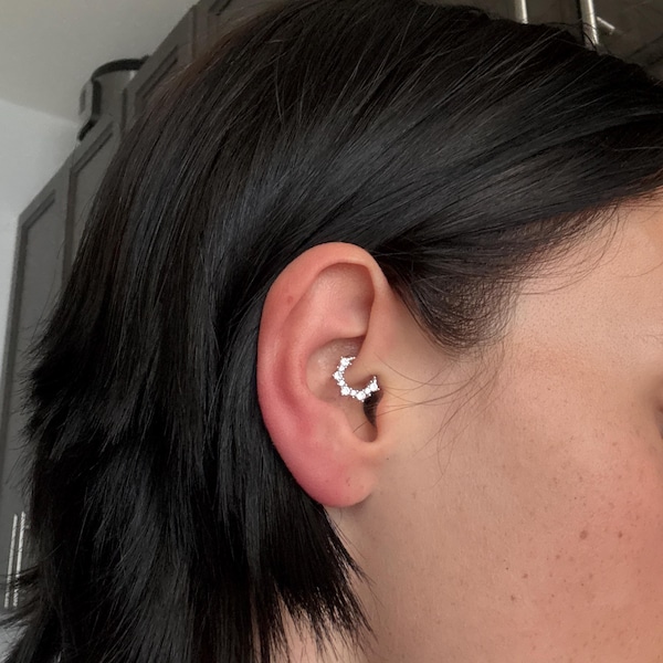 Diamond Rook Baguette Cut Huggie Hoops • Cartilage Hoop Earrings • Tiny ...