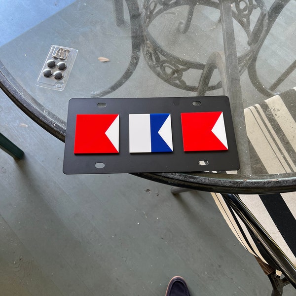 Nautical Flag Monogram License Plate, Stainless Steel, Carbon Steel or ...