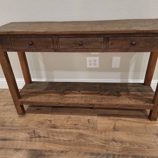 Rustic Reclaimed Wood Console Table: Farmhouse Entryway Table With ...