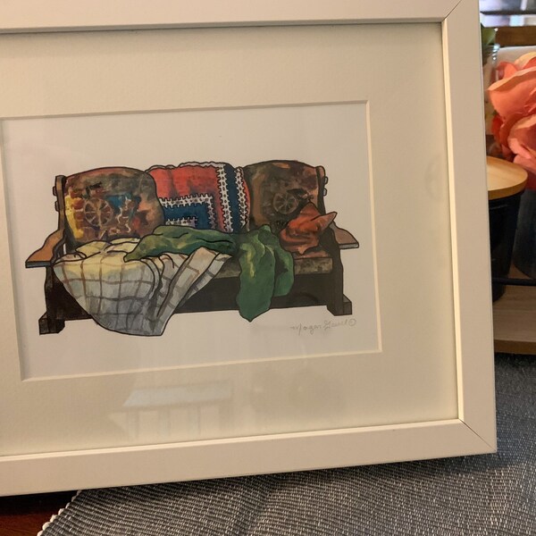 Sheldon's Couch - Big Bang Theory - Watercolor Print - 5x7 - TV Couches ...