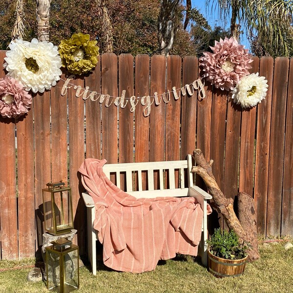 Dusty Pink, Gold and Cream Paper Flower Set, for Wedding Backdrops ...