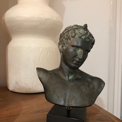 Bust of Marathon Boy Sculpture ,verdigris Effect of Greek Stone Cast of ...