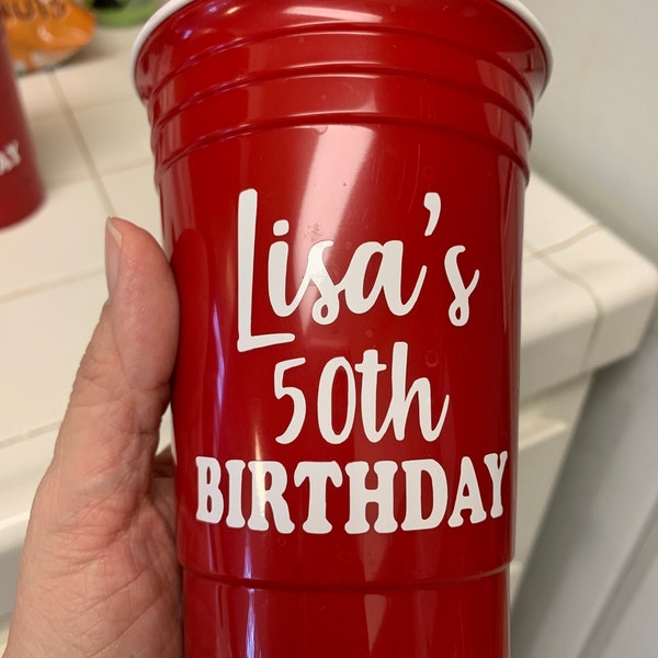 Personalized Red Party Cup, Plastic Double Walled Cup, Party Favors ...