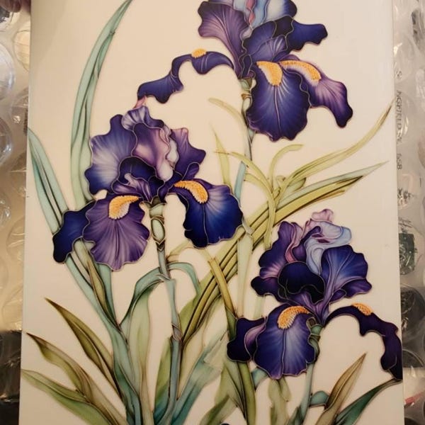 Iris Tiles, Set of 2. Ceramic Irises Tile. - Etsy