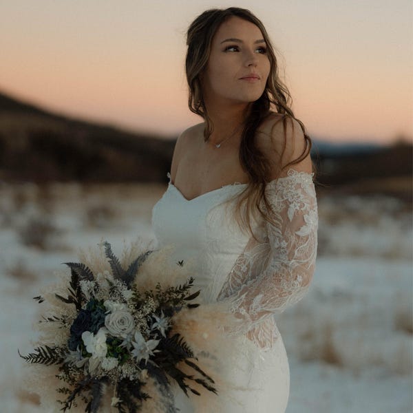 Boho Bridal Bouquet, Dried Flower Arrangement, Natural Flower Decor ...