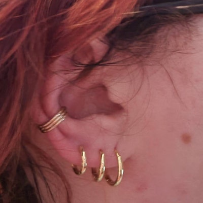 ASTM F136 Titanium Triple Stacked Conch Hoop, 16 Guage, Gold Conch Hoop ...