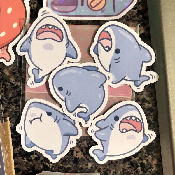 Cute Shark Sticker Set, Baby Shark Stickers - Etsy