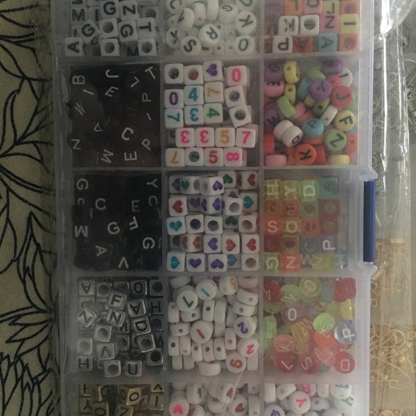 1080pcs Colorful Alphabet Letter Number Cube Round Beads for DIY ...