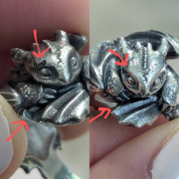 Sterling Silver Ring Baby Dragon, Cute Dragon Ring, Dragon Ring ...