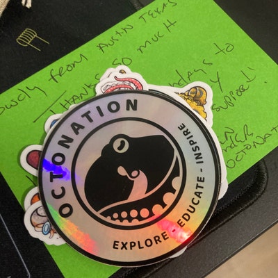 Octonation Badge, Holographic Sticker, Laptop Sticker, Octopus Sticker ...