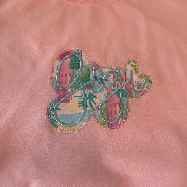 Gigi Hand Lettered Zig Zag Stitch Double Applique Design for Machine ...