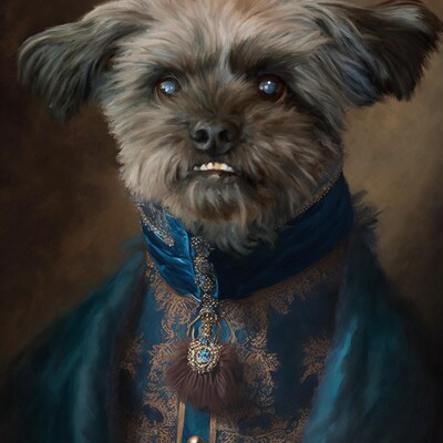 Regal Cat Art Print Historic Digital Drawing Personalized Dog ...