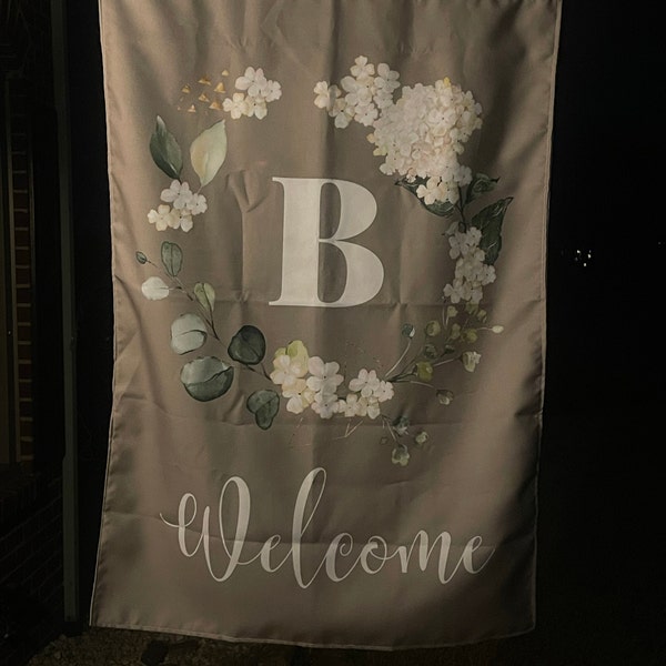 Initial House Flag, Personalized Garden Flag, Farmhouse Welcome Sign ...