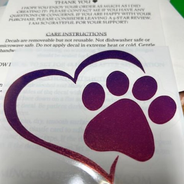Paw Print Sticker, Heart Paw Decal, Paw Print Car Window Decal, Paw ...