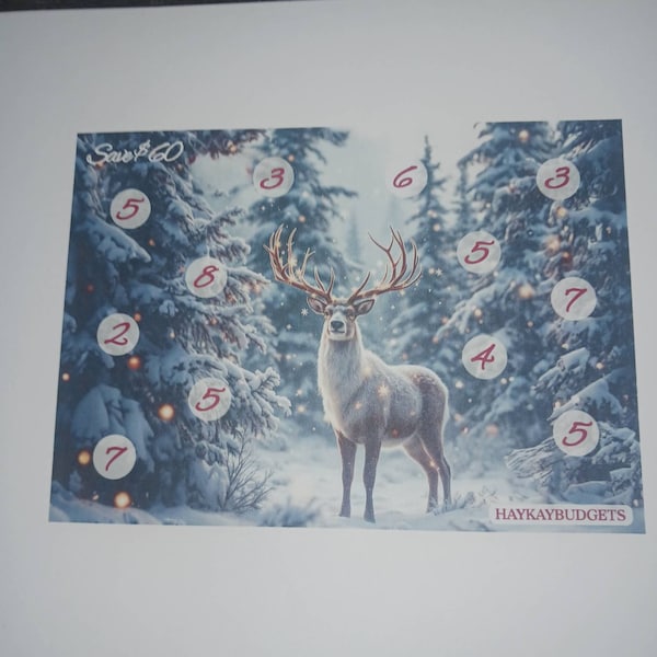 Winter Reindeer Savings Challenge A5 - DIY Scratch off Printable PDF - Etsy