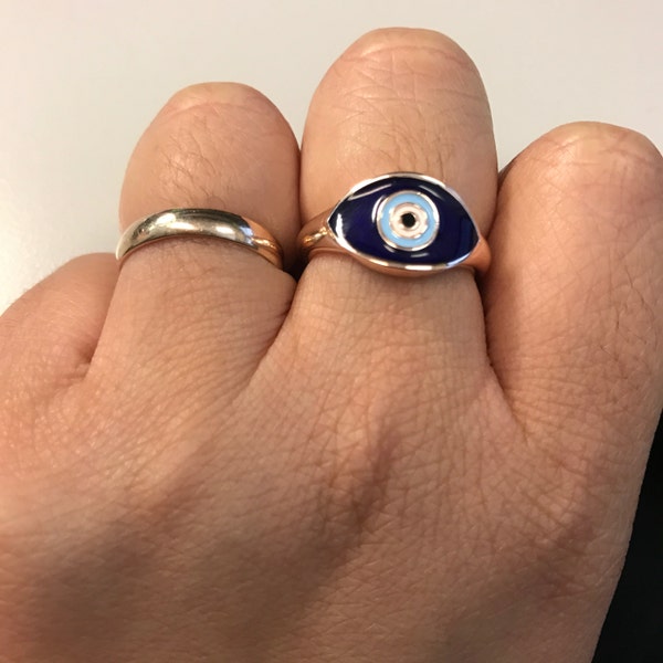 Adjustable Blue Evil Eye Ring, Dainty Evil Eye Jewelry for Everyday Wear, Greek Evil Eye ...