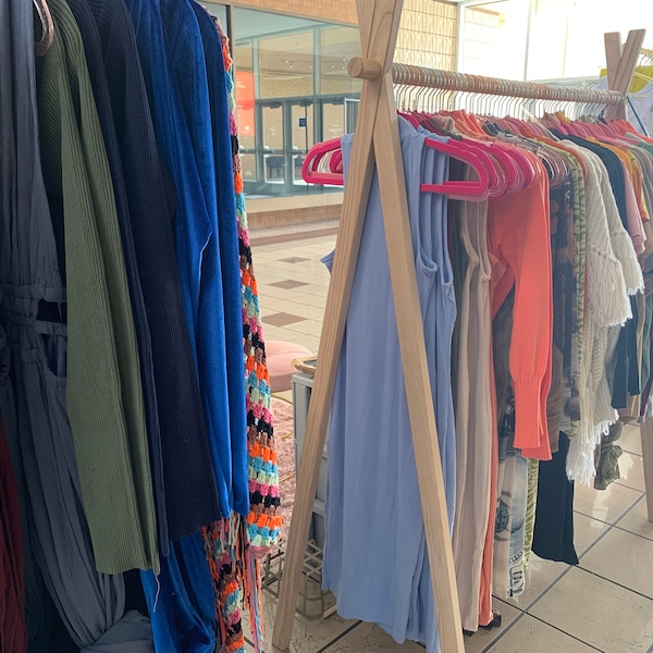 Wooden Clothes Rack, Dress up Storage Free Standing, Fold up A Frame ...