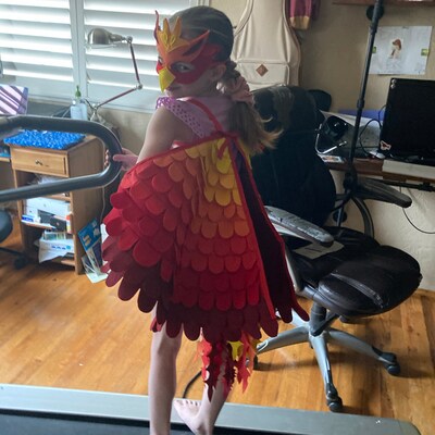 Phoenix Costume Set, 3 Piece / Felt Mask, Flappable Wings and Fiery ...