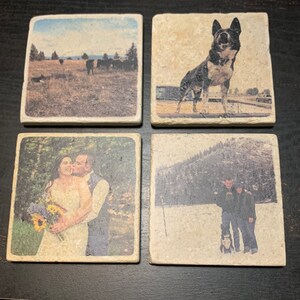 Photo Coasters Set of 4 Custom Natural Stone Picture - Etsy