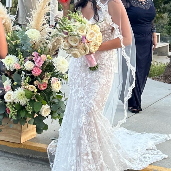 Stunning Mantilla Wedding Veil, Lace Veil, Waltz Veil, Chapel ...