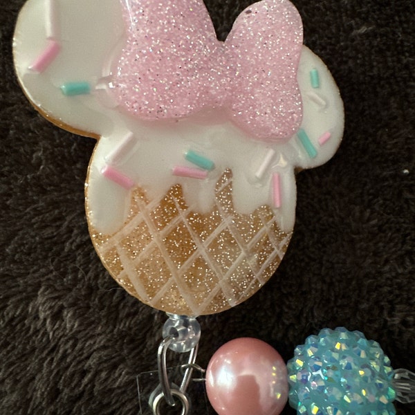 Ice Cream Mouse Head Badge Reel Inspired Lanyard - Etsy