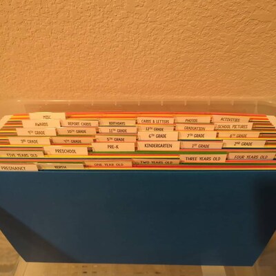 Printable Memory Box Filing System L Keepsake Box L Milestone Tote ...