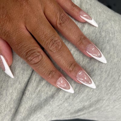 Pink French Tip Outline Glitter Ombre Press on Nailspink Nailsbling ...