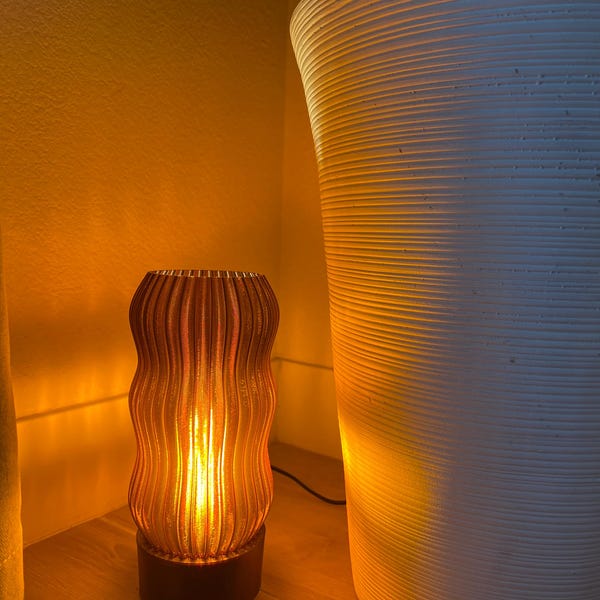 WAVY X AMBER · Japandi Table Lamp · Warm Orange Glow · Handmade From ...