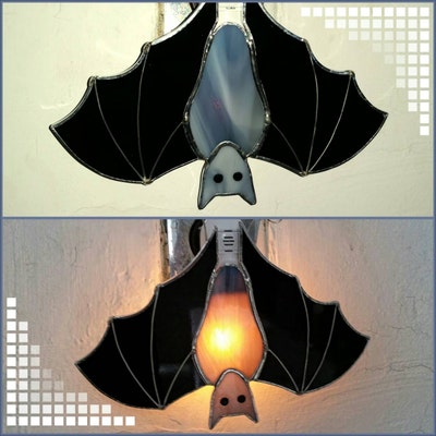 Stained Glass Black Bat Night Light - Etsy