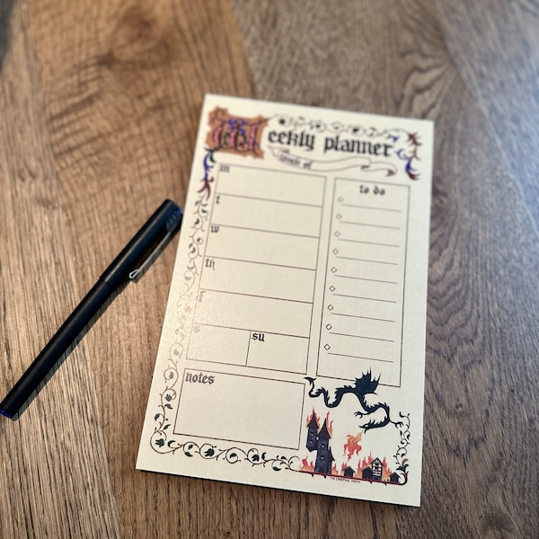 Medieval Weekly Planner Notepad, Illuminated Manuscript, Planner ...