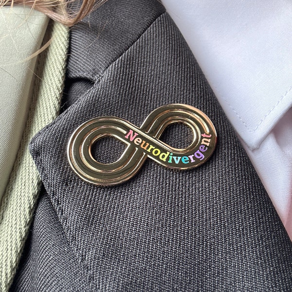 Neurodivergent Infinity Autism Acceptance Enamel Pin - 1.75" Hard Gold ...