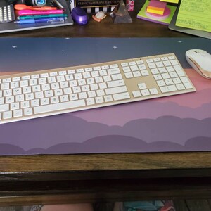 Cute Clouds Purple Desk Mat Kawaii, Desk Mat Cute, Mouse Pad Cute, Desk ...