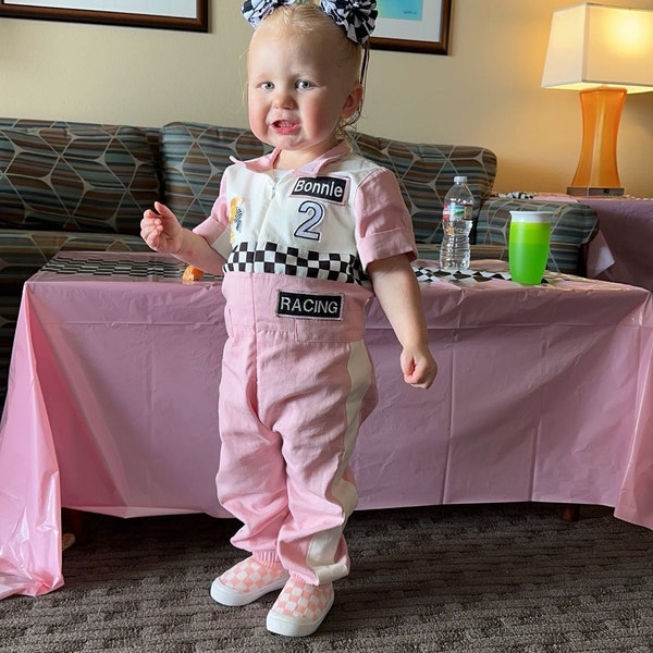 Personalized Pink Racer Long/shorts Jumpsuit*racer Fast One Birthday ...