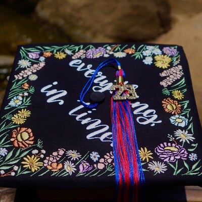 Embroidered Wreath Graduation Cap Topper Grad Cap Decoration - Etsy