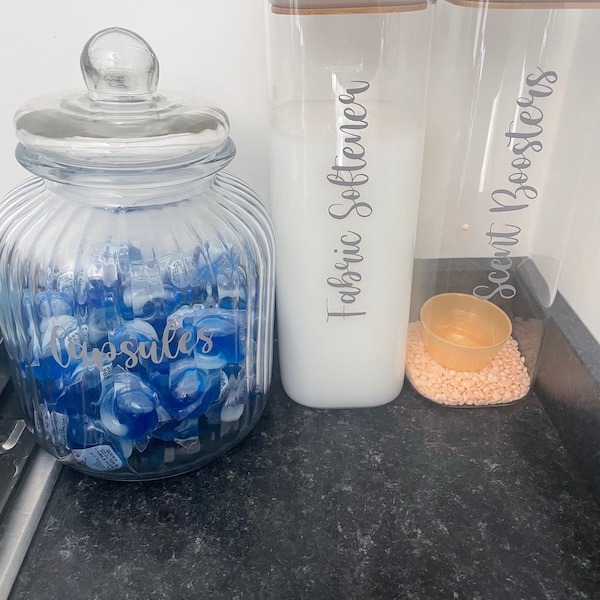 Laundry Room Labels - Utility Decals - Washing Powder, Fabric Softener ...