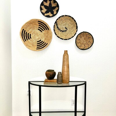 Natural Wicker Wall Basket Set of 3, Hanging Woven Wall Décor, Large ...