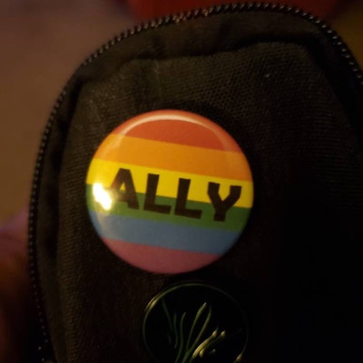 Ally Rainbow LGBTQ Pride Flag Pin Round Circle Button 1 Pin 1.5 Pin 2. ...