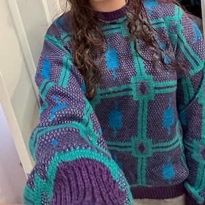 Dark Grunge 90's / Indie / Cabincore Patterned Oversized Cozy Pullover ...